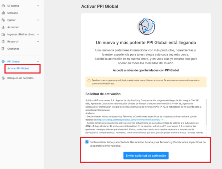 ¿Cómo activar PPI Global? – Portfolio Personal Inversiones